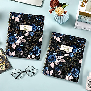 2024 Planner - 2024 Planner Weekly and Monthly, Jan. 2024 - Dec. 2024, 8'' x 10'', 2024 Calendar Planner with Twin-Wire Binding, Premium Paper, Flexible Cover, Check Box - Ink Painted Flowers