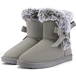 K KomForme Girls Kids Snow Boots Warm Fur Lined Slip On Outdoor Winter Shoes Lightweight Comfy（Little/Big Kids）