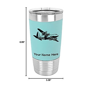 LaserGram 20oz Vacuum Insulated Tumbler Mug, Cargo Airplane, Personalized Engraving Included (Silicone Grip, Teal)