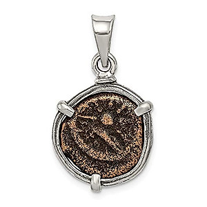 925 Sterling Silver Reversible Widows Mite disk Pendant Necklace Jewelry for Women