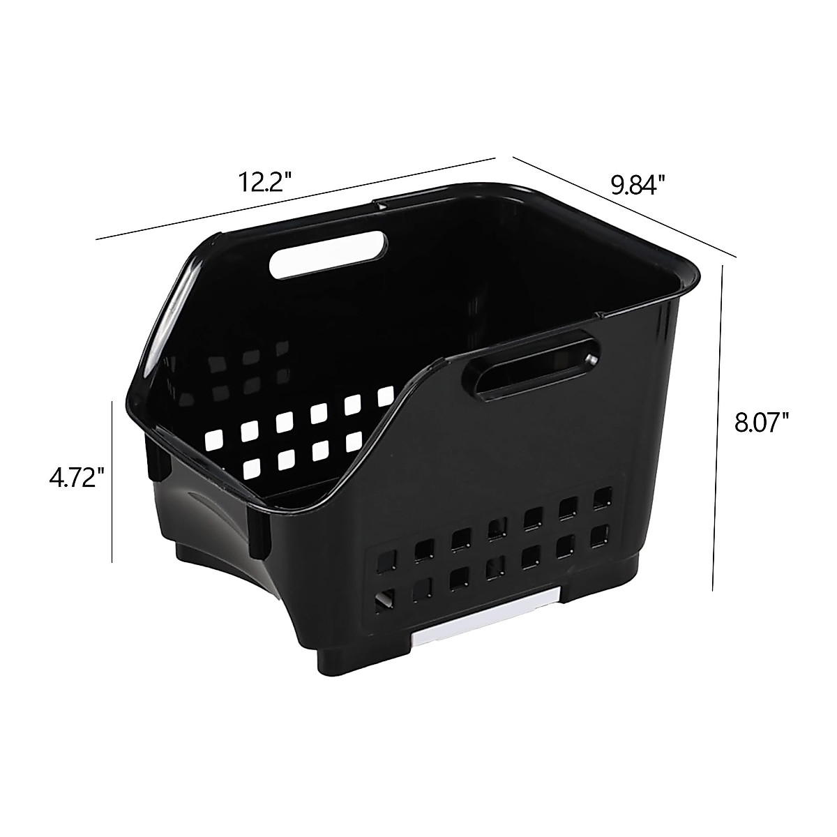 Ziglous 3 Packs Plastic Stacking Storage Baskets, Plastic Stackable Organizer Bins, Black