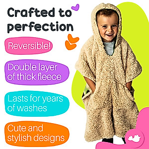 Birdy Boutique Car Seat Poncho for Kids – Safe to Use Over Seat Belts – Reversible Warm and Cozy Blanket – Easy on Easy Off and Doesn’t Impact Car Seat Performance – Camo and Bear – One Size