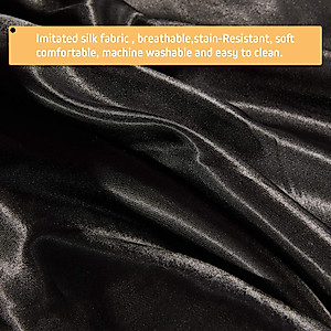 Massage Table Cover,Silky Massage Table Fitted sheets,Stain-Resistant,Reusable,Machine Washable Spa Bed Sheet(Massage Table Not Included) (black)…