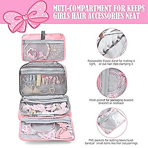 Headband Holder for Baby Girls Bow Holder Organizer, Baby Girls Hair Accessory Organizer for Hair Pins, Ties, Bows, Clips, Barrette, Storage Bag with Multi-pockets Make it Clear Classify for Little Girls Travel Outdoor