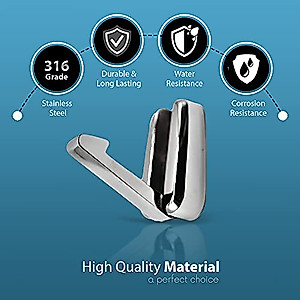 MARINE CITY 316 Grade Stainless Steel Spring Folding Marine Grade Loaded Hat Coat Hook Strong and Durable Coat Hook Foldable Mirror Polished for Boats – Yachts– Hardware Accessories (Pack of 1)