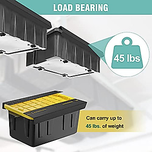 Chaoos 3-Set Overhead Bin Rack, Ceiling-Mountable Overhead Garage Storage Rack with Adjustable Width, Heavy Duty Ceiling Rail Storage Bin Racks, Garage Ceiling Storage Racks Supports Most Storage Bins