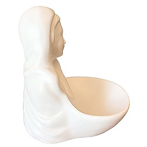 Top Brass Porcelain Rosary/Jewelry Holder - Blessed Virgin Mary/Lady of Grace Angelic Madonna Prayer Bead Necklace Tray Decor