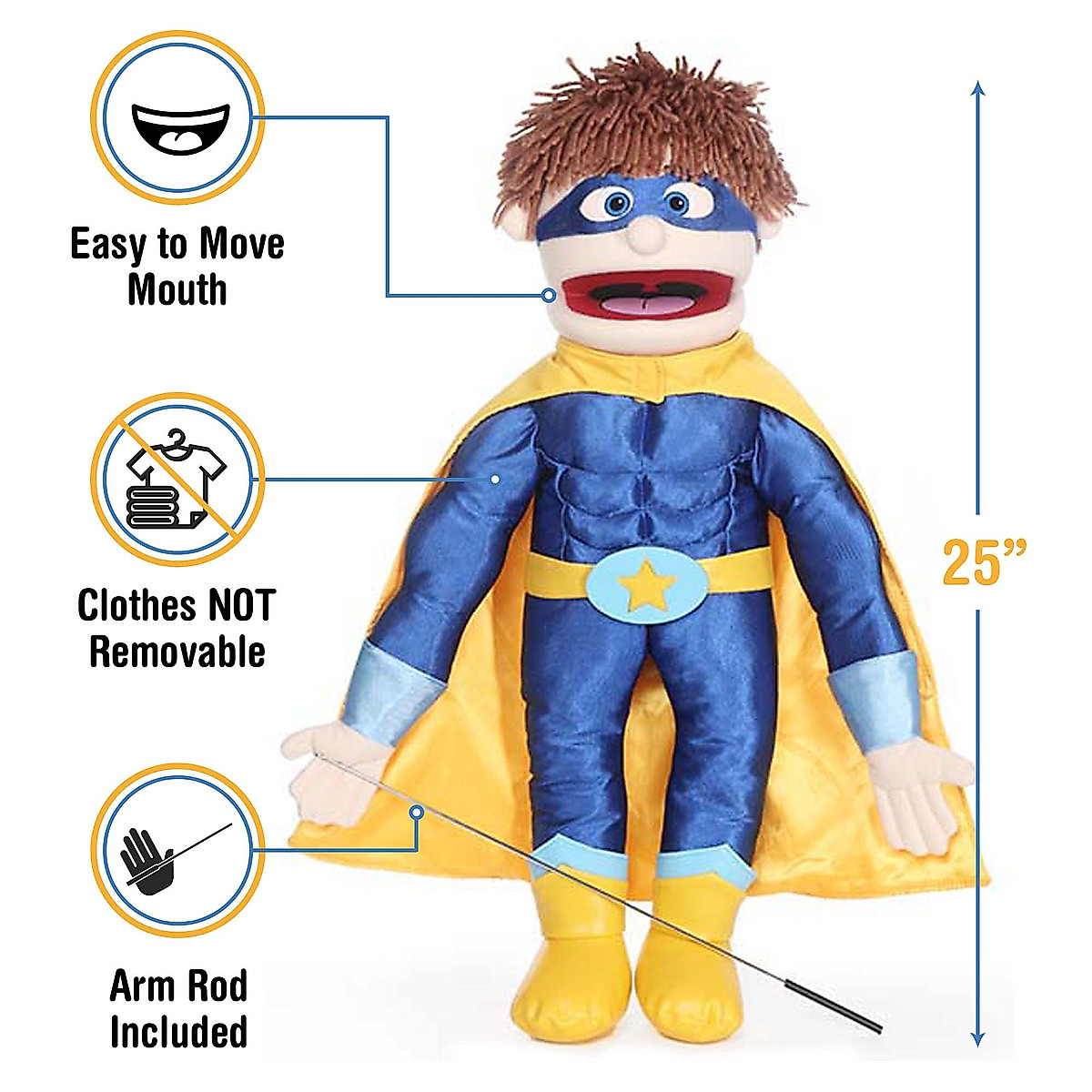 25" Superhero, Peach Boy, Full Body, Ventriloquist Style Puppet