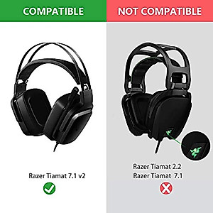 Geekria QuickFit Protein Leather Replacement Ear Pads for Razer Tiamat 7.1 V2 Headset Earpads with Plastic Plate, Headphones Ear Cushion Repair Parts