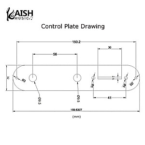 KAISH USA Specs Metal Aluminum Anodized Tele Control Plate with 3/8" CTS Pot Holes for American/Mexican Telecaster Silver