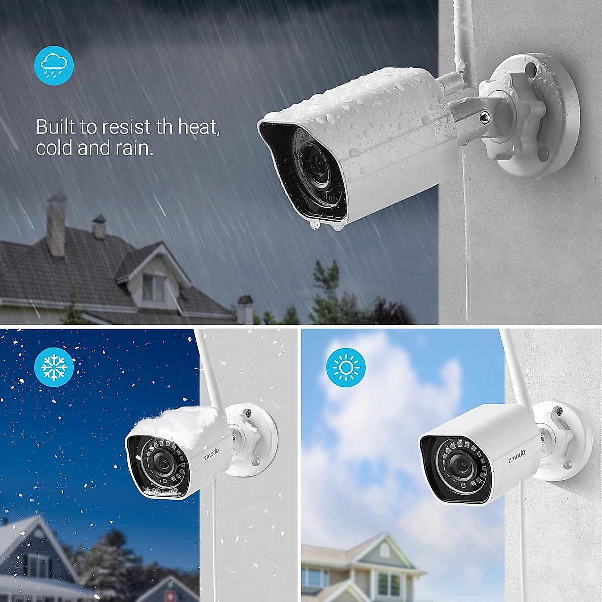 Zmodo Cameras for Home Security (Indoor & Outdoor Camera Bundle), 1080p HD, IP Camera Wireless WiFi, Motion Detection, Two-Way Talk, Night Vision, Remote View, Cloud Service, Work with Alexa/Google