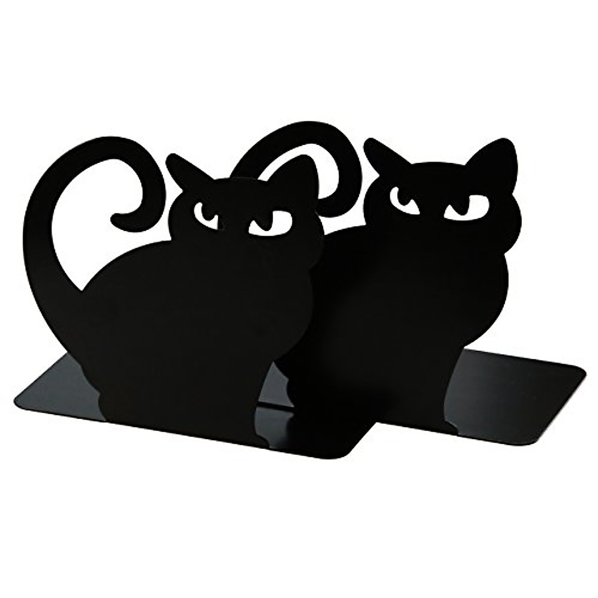 Cute Vivid Lovely Persian Cat Book Organizer Metal Bookends for Kids School Library Desk Study Home Office Decoration Gift (Black)
