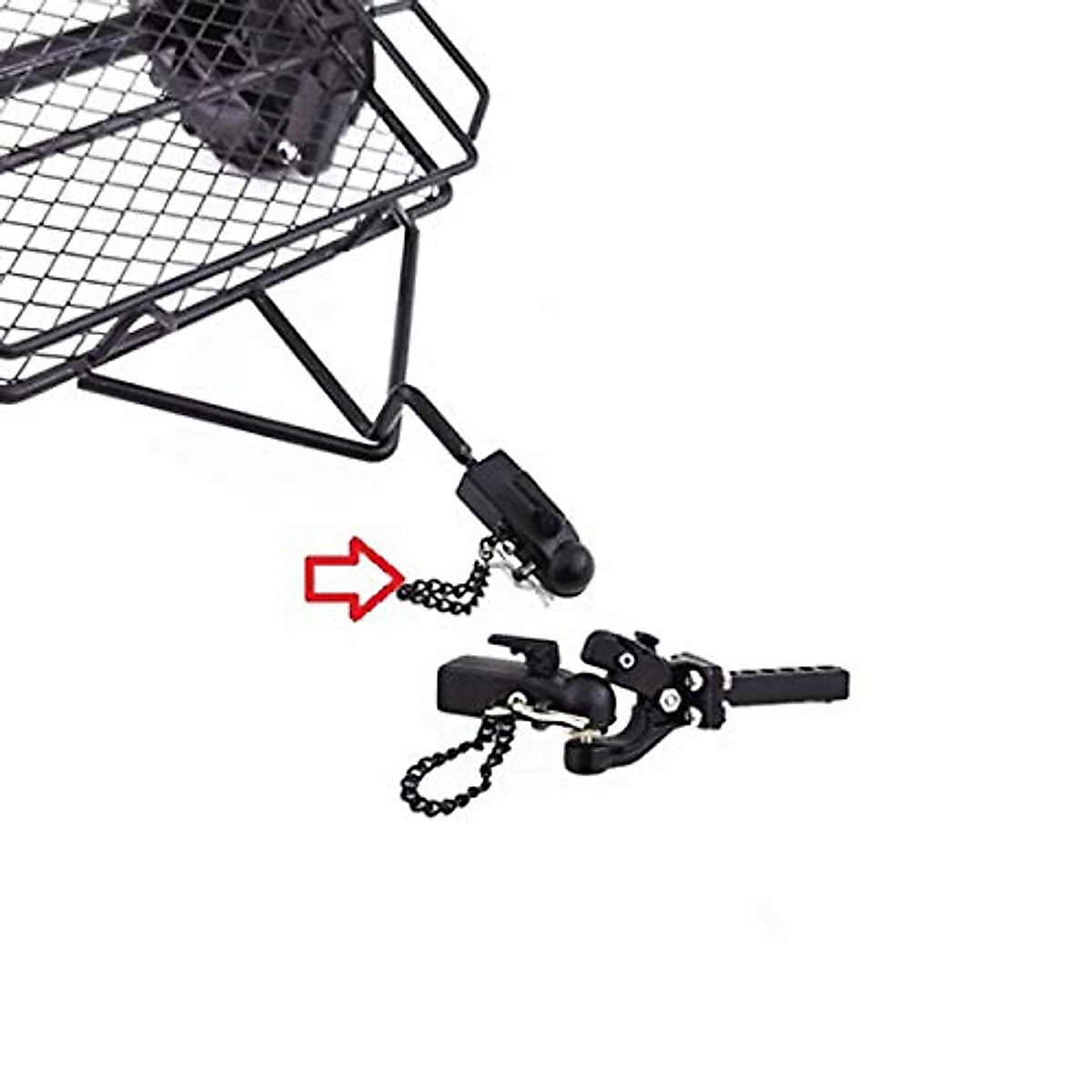DKKY Metal Hitch Trailer Hook Ball Buckle Simulation Link Component Suitable for Scx10 90046 Trx4 110 RC Car, Trailer Tow Hitch Tow Hook Drop (Hook-Coupler)