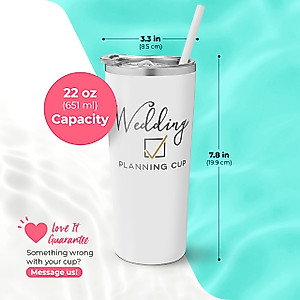 SassyCups Wedding Planning Cup | Vacuum Insulated Stainless Steel Tumbler for Bride to Be | Engagement | Newly Engaged Travel Mug for Future Mrs | Wedding Shower (22 Ounce, White)