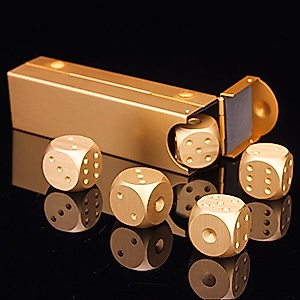 eoocvt 5 in 1 Precision Aluminum Alloy Solid Metal Dices Poker Party Game Toy Portable Dice Man Boyfriend Gift - Gold Rectangle