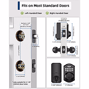TEEHO TE001K Keyless Entry Door Lock with Handle - Electronic Keypad Deadbolt with Door Knob - Deadbolt Smart Lock for Front Door - Auto Lock - Easy Installation - Matte Black
