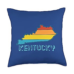 State of Kentucky Merch Souvenir & Gifts Co. 70s 80s Retro Bluegrass State Outline Louisville Kentucky Throw Pillow, 18x18, Multicolor
