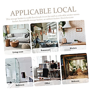 OKUMEYR Wastebasket Trash Can, Black, Wicker, Open-Top