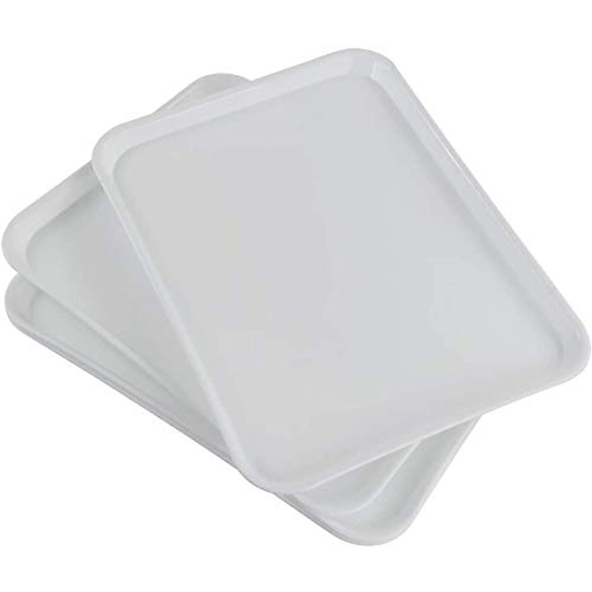 Inhouse White Plastic Serving Tray-Rectangular, 17.2"X13.5"X0.9" (4 Packs)