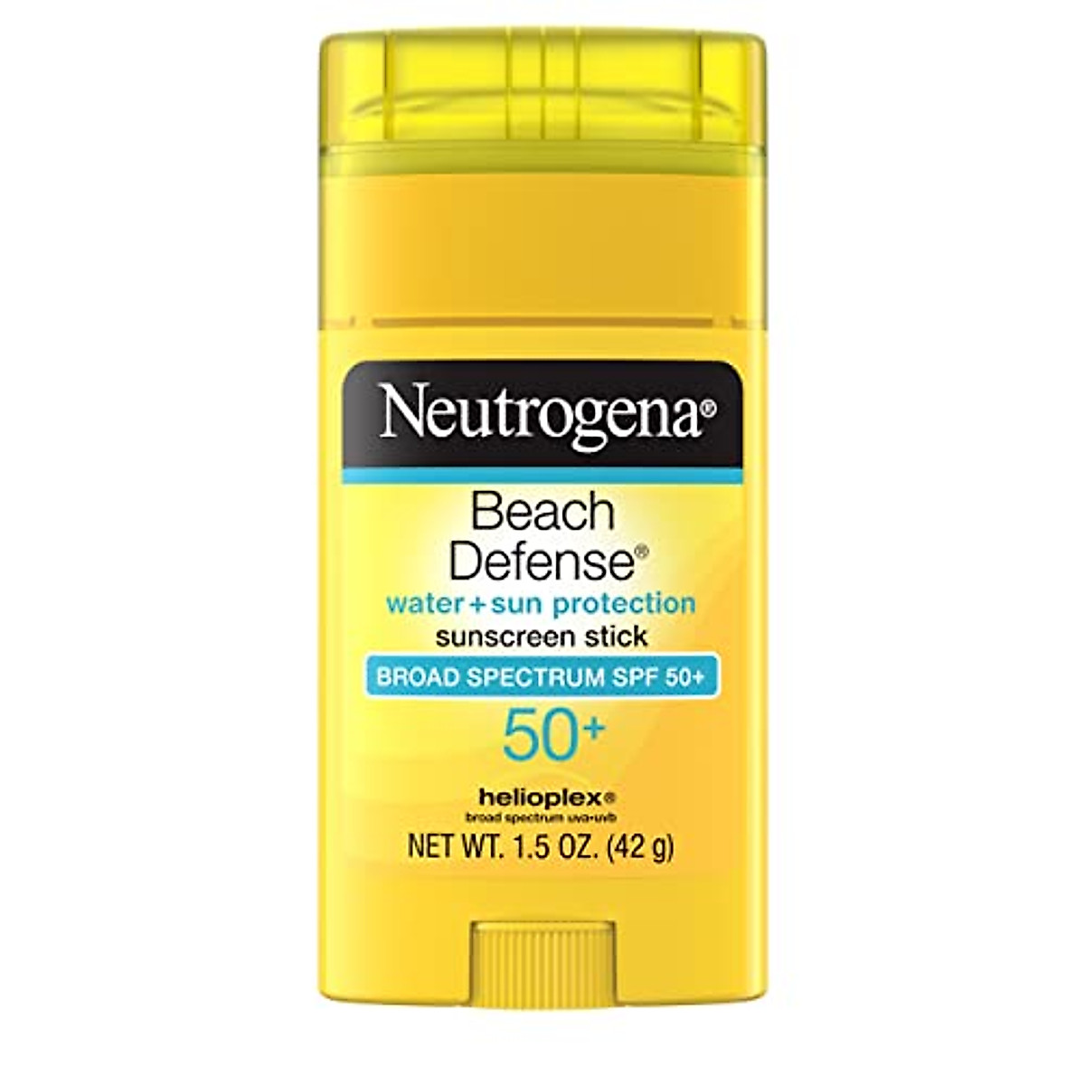 Neutrogena Beach Defense Water-Resistant Sunscreen Stick with Broad Spectrum SPF 50+, PABA-Free and Oxybenzone-Free, UVA/UVB Protection, Face & Body Sunscreen Stick, 1.5 oz