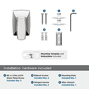 Amerock BH3601026 | Chrome Single Robe Hook | 2-5/8 in. (67 mm) Length Towel Holder | Highland Ridge | Towel Hook for Bathroom | Bathroom Hardware | Bath Accessories