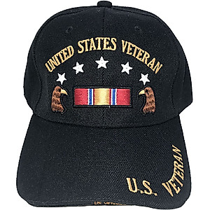 U.S. Army Baseball Caps Hats Military Apparel | Retired Veteran | 3D Embroidered | Adjustable (Black with Stars)