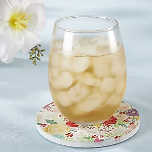 Kate Aspen Garden Blooms Ceramic Drink Coasters with Holder (Set of 6), Boho Home Decor & Gift Set, Party Favor, Take Home Gift, Housewarming Gift