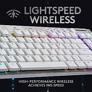Logitech G915 TKL Tenkeyless Lightspeed Wireless RGB Mechanical Gaming Keyboard, Low Profile Switch Options, Lightsync RGB, Advanced Wireless and Bluetooth Support - Tactile, White