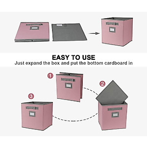 PDTXCLS Yowego EPG-Life 6 Pack Foldable Storage Cubes with Label Holder and Fabric Handle, Pink