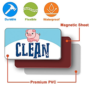 Monring Funny Dishwasher Magnet Clean Dirty Sign,Universal Strong Double Sided Clean Dirty Flip Indicator,Kitchen Magnet Sign for Dishwasher Refrigerator Washing Machine, 3.5x2x0.1inch (DM2)