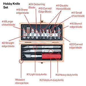 Excel Blades Sharp Hobby Knife Set, Precision Cutting Tool Set for Vinyl, Paper, Wood, Leather, Craft Knife Bulk Set Includes Light To Heavy Duty Knives and 13 Blades