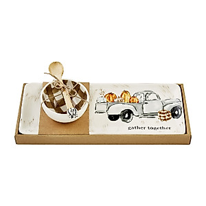 Mud Pie Harvest Chip and Dip Set, Rustic Truck, 5" x 12"