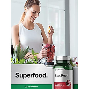 Beet Root Powder Capsules | 250 Pills | Herbal Extract | Non-GMO, Gluten Free, and DNA Tested Supplement | by Horbaach
