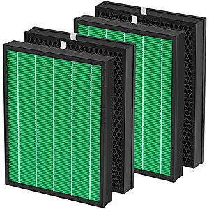 400/400S Replacement Air Filters Set for Coway AIRMEGA MAX2 400 400s 400(G) 400s(G) Purifier 2-in-1 of MAX 2 Green H13 True HEPA Filter and Activated Carbon Filter, 4 Pcs (2 Sets)