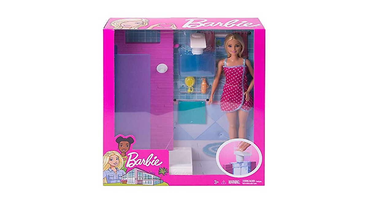 Barbie Doll Bathroom Set: Working Shower & Accessories