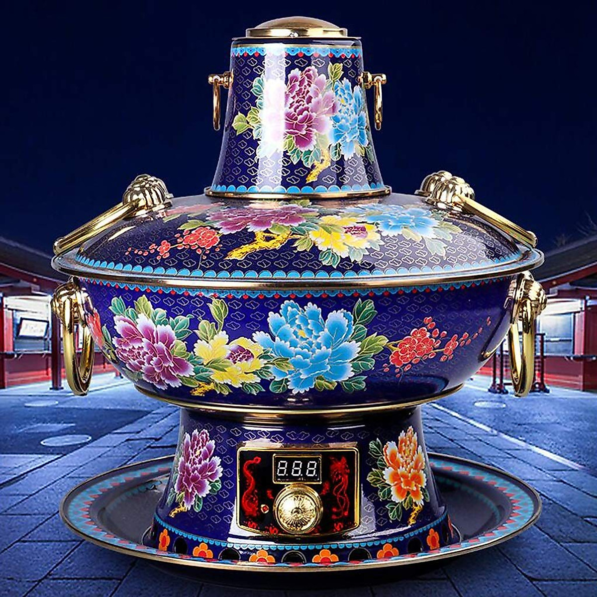 Chafing Dishes Saucepans With Lids Non Stick Hotel Cloisonne Copper Hot Pot Household Electric Carbon Dual-purpose Fire Boiler Old-fashioned Mutton Hotpot Craftsmanship (Color : A, Size : 34cm)