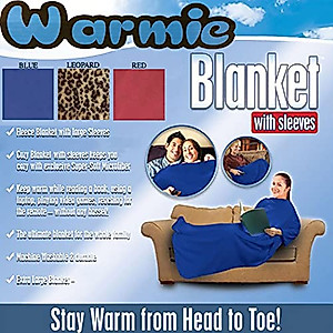 Warmie- Cozy Blanket with Sleeves Super Soft Fleece Warm Cozy Hands Free Reading Surfing Internet Watching Tv (Leopard 70" X 50")