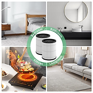 GoKBNY KJ80 True HEPA Replacement Filter Compatible with Druiap KJ80 Purifier, Compared to part# AF3080, 3-in-1 H13 True HEPA Filters（4-Pack）