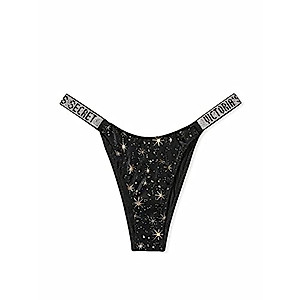 Victoria's Secret Very Sexy Rhinestones Bombshell Shine Strap Brazilian Panty Multi Color/Black Size Medium New