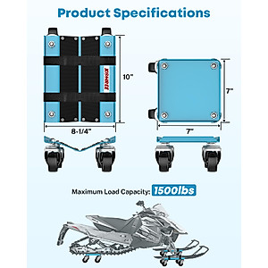 Kohree Snowmobile Dolly Set Heavy Duty, Carries up to 1500 lbs, 3PCS Snowmobile Dolly with an Extra Swivel Caster