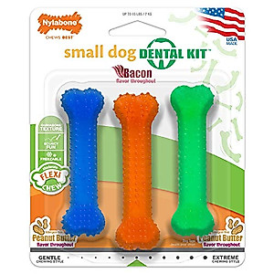 Nylabone FlexiChew Dog Dental Pack Flexi & Dental Bacon X-Small/Petite (3 Count)
