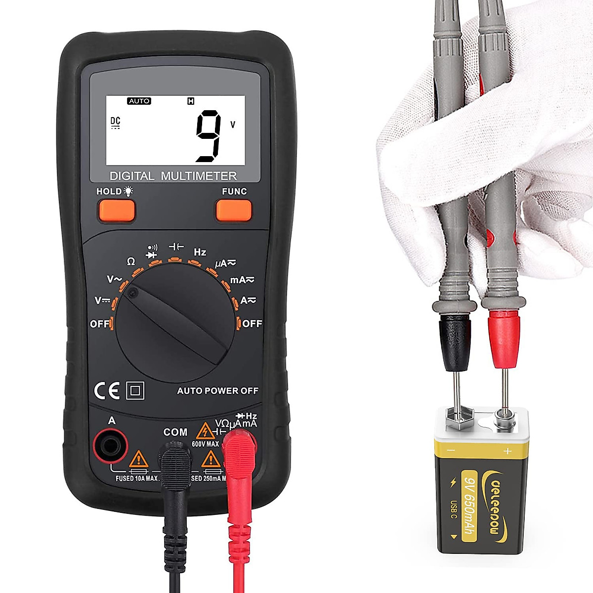 Deleepow Rechargeable 9V Batteries USB C 650mAh, 9V Lithium Batteries Rechargeable 800 Cycle with USB Cable