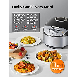 COMFEE' Rice Cooker 12 Cups Cooked/6 Cups Uncooked, Portable Non-Stick Rice Maker, Japanese Rice Cooker with Fuzzy Logic Technology, 24-Hour Timer Delay, 11 Presets, Steamer, Fast Rice Cooker, Grain Cooker, Black