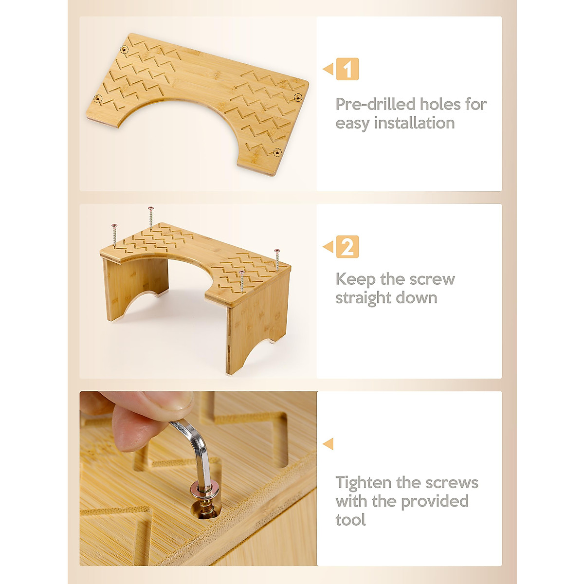 Toilet Stool, Easoger Bamboo Poop Stool, 7" Foldable Potty Stool, Wood Bathroom Step Stool Squat with Anti Slip Layer, 330 lbs Capability