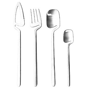 Uniturcky Flatware Set, 24-piece Silverware Cutlery Set with Serving Kitchen Utensil Set Service for 6, 304 Stainless Steel Utensils, Knife/Fork/Spoon, Matte Finish (A-Silver)