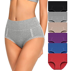 MISSWHO High Waisted Underwear Womens Cotton C Section Postpartum Stretch Panties Tummy Control Briefs Ladies Size Medium 6 Pack