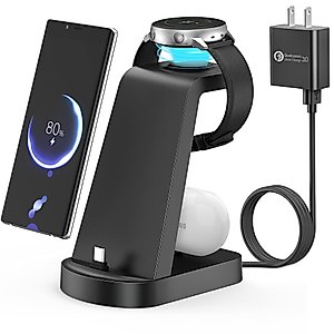 Charging Station for Samsung Multiple Devices,3 in 1 Fast Charging Stand USB-C Charger for Galaxy S23/S22/S21/S20/S10/Note20/Note10/Z Flip 4/Z Fold 4,Galaxy Watch 5/5 Pro/4/3/Active/Galaxy Buds