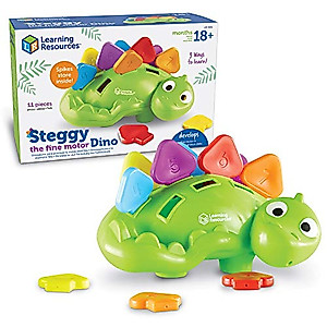 Learning Resources Steggy The Fine Motor Dino - 11 Pieces, Ages 18+ Months Toddler Learning Toys, Fine Motor and Sensory Toy, Toddler Montessori Toys, Dino Toys, Preschool Toys