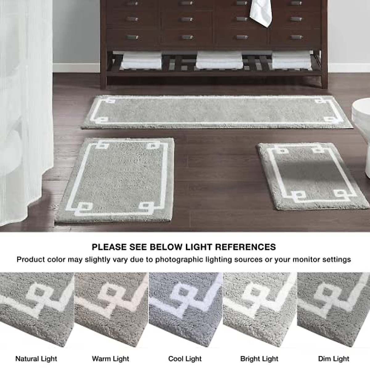 Madison Park Evan Cotton Tufted Washable Bath Mat , Luxury Solid Bathroom Rugs , 20" x 30" , Grey