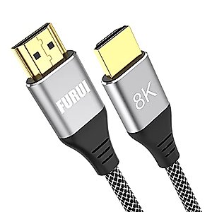 8K HDMI Cable 15ft 2Pack, FURUI Nylon Braided 2.1 HDMI Cable, CL3 Rated Support Dolby Atmos, 8K@60Hz, 4K@120Hz, 48Gbps Ultra Speed, eARC, HDCP 2.2 & 2.3, Dynamic HDR Compatible with Apple TV, Roku